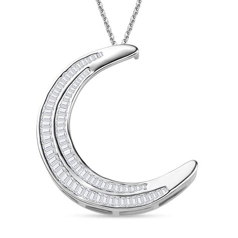 Buy Diamond 100 Ctw Moon Pendant Necklace In Platinum Over Sterling