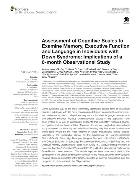 Pdf Assessment Of Cognitive Scales To Examine Memory Executive
