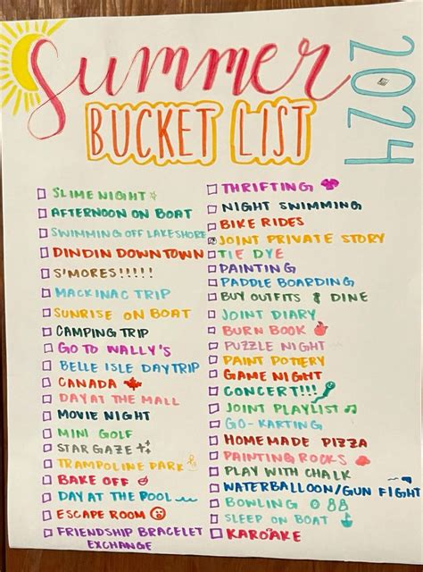 Summer Bucket List Ideas
