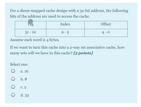 Solved For A Direct Mapped Cache Design With A Bit Chegg
