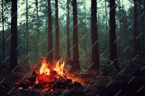 Premium Photo Campfire In The Forest Beautiful Landscape Of Nature