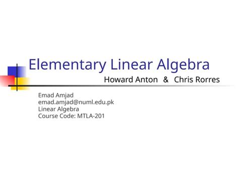 Lecture 4 Chapter 1 1 Linear Algebra Ppt