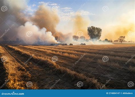 A Field Of Burning Hexagons With Flaming Edges Royalty Free