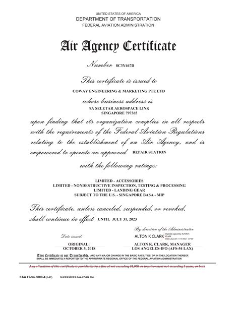 Approval And Certification Coway