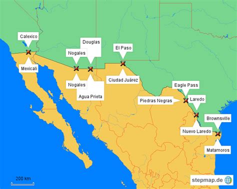 Us Mexico Border Map Cities