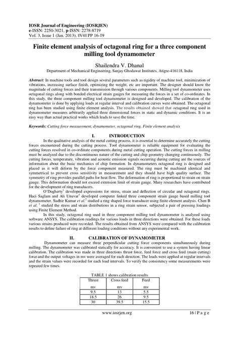 Pdf Finite Element Analysis Of Octagonal Ring For A Three Component