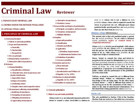 Criminal Law Review 2020 21 Compiled By Rgl Criminal Law Reviewer I