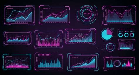 Futuristic Digital Dashboard With Neon Charts And Graphs Displaying