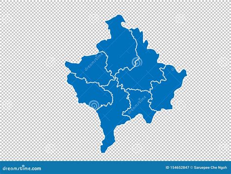 Kosovo Map With Regions Isolated On White Background Vector