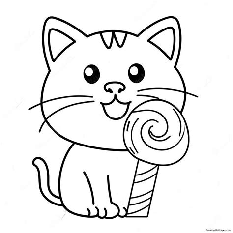 Candy Cat Coloring Pages