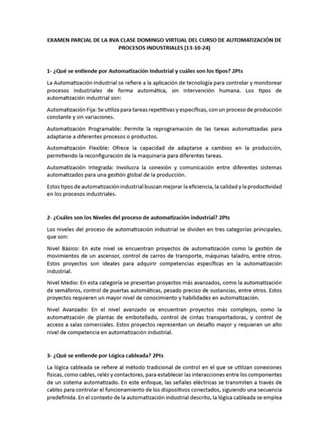 Examen Parcial De La 8va Clase Domingo Virtual Del Curso De