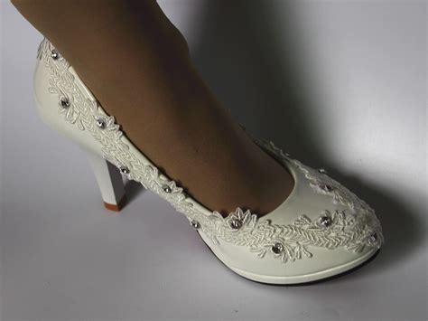 White Lace Sweet Pumps Princess Party Heels Weddin Vicedeal