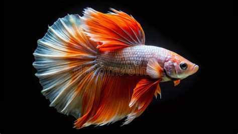 Stunning Orange And White Betta Fish In A Minimalist Dark Setting