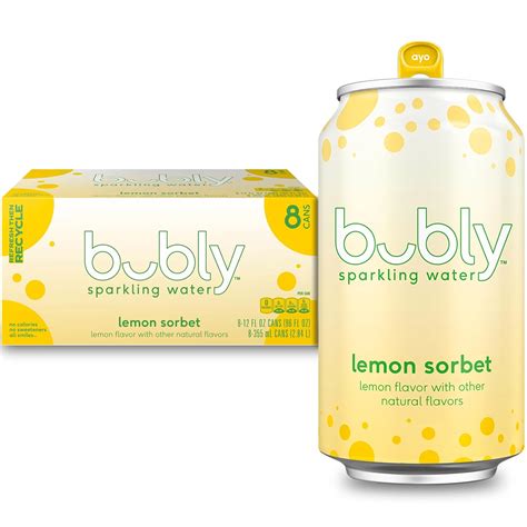 Bubly Sparkling Water Lemon Sorbet 12oz Cans 8 Pack Grocery And Gourmet Food
