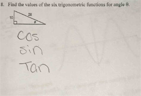Solved Find The Values Of The Six Trigonometric Functions For Angle θ