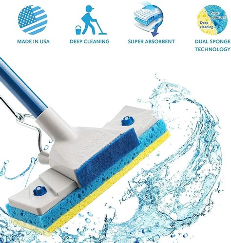 Quickie Sponge Mop Refill Set Of 2 Replacement Mop Pads 9x2 75 Inch Made In Usa With Eraser