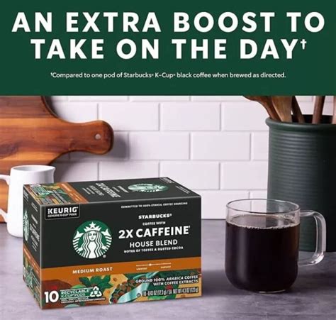 60 Starbucks 2x Caffeine Medium Roast K Cup Coffee Pods For Keurig