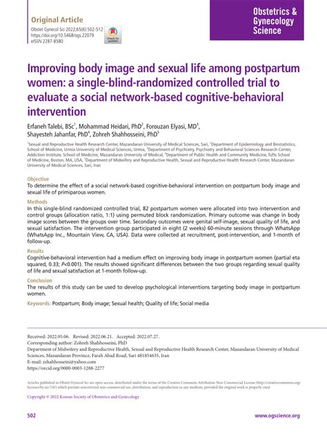 Pdf Improving Body Image And Sexual Life Among Postpartum Women A