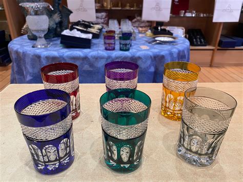 6 Colored Crystal Tea Glasses