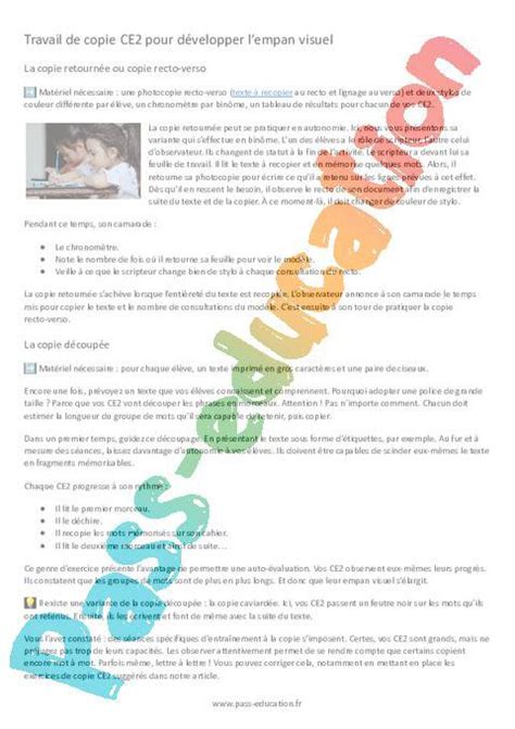 Copie Ce2 Idées Et Ressources Pour Des Séances Réussies Par Pass Education Fr Jenseigne Fr