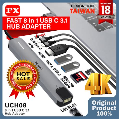 Jual USB Hub Type C 3 1 To USB Converter Macbook Laptop 8 In 1 PX UCH08 Shopee Indonesia
