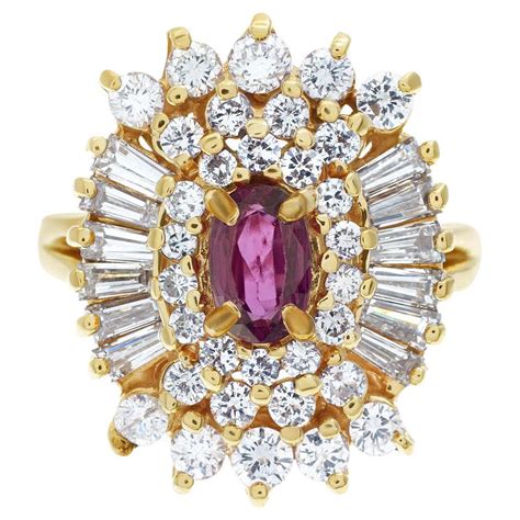 Natural Red Ruby And Diamond Ballerina Ring For Sale At 1stdibs