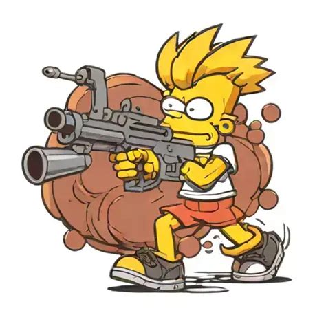 Bart Simpson Joint Kalashnikov Assault Temporary Tattoo Blackink Ai
