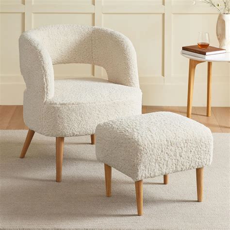 Retraction Built Accent Chair With Ottoman Teddy Fleece
