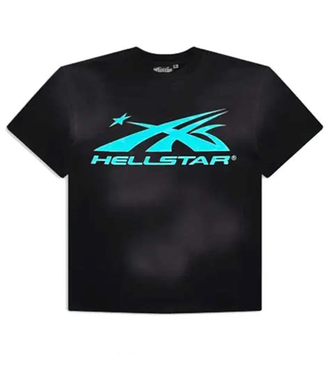Hellstar Sport Logo Gel Tee Black Light Blue Official Hellstar Clothing