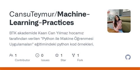 Github Cansuteymurmachine Learning Practices Btk Akademide Kaan Can