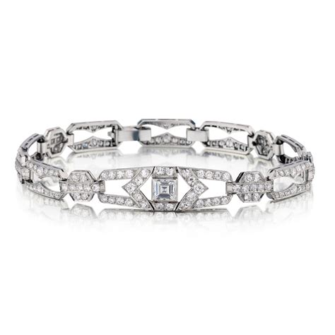 Art Deco Platinum And Diamond Bracelet 5 50ct Tw Van Rijk