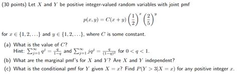 Solved 30 Points Let X And Y Be Positive Integer Valued