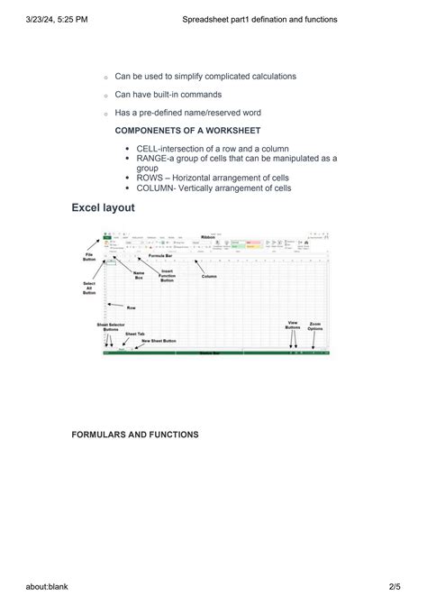Solution Spreadsheet Part1 Defination And Functions Studypool