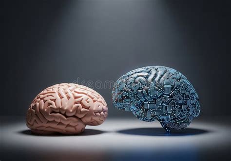 Human Brain And Digital Brain Model Depicting Technology And Artificial Intelligence Concepts