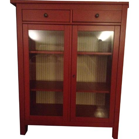 Ikea Hemnes Red Linen Cabinet W Glass Doors And Lock Aptdeco