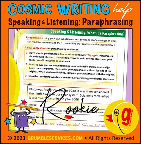 Paraphrasing I Rewording And Writing Rookie Elementary Montessori