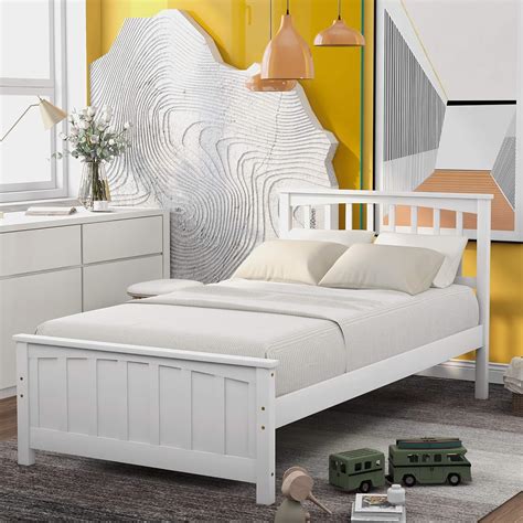 White Wood Twin Bed Frame Bunk Beds And Loft Beds
