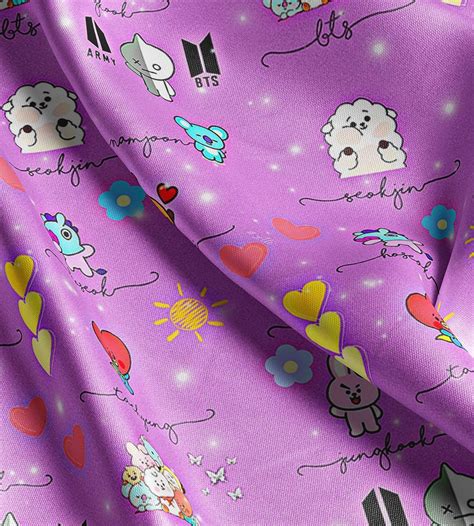 Bts Bt21 Character Lavender Fabric