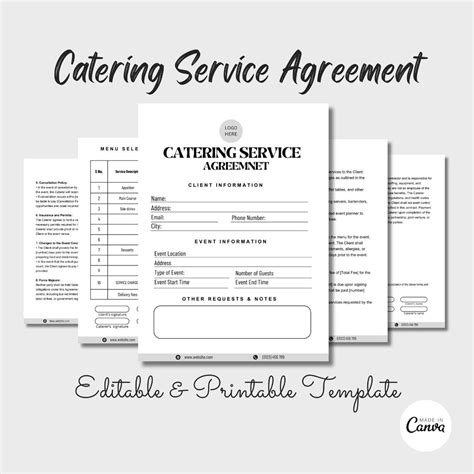 Editable Catering Contract Template Catering Order Form Catering
