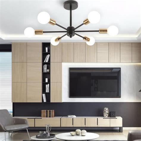 Countfr Plafonnier Industrielle E27 Lustre Rétro Noir Et Cuivre 6