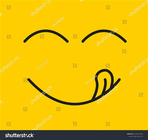 Yummy Smile Vector Cartoon Line Emoticon เวกเตอร์สต็อก ปลอดค่า