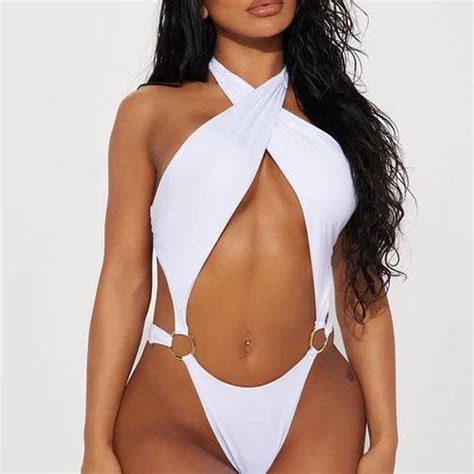 One Piece White Bikini Fashion Nova Depop