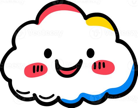Cute Smiling Cloud Illustration With Colorful Accents And Blushing Cheeks 54560322 Png