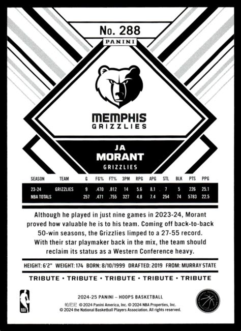 2024 25 Hoops Ja Morant 288 On Kronozio
