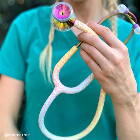 mdf instruments® stethoscope procardial® titanium rainbow leopard