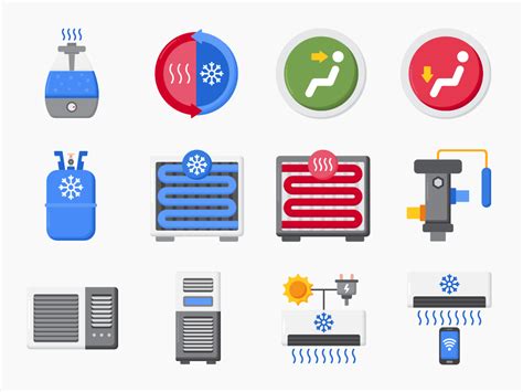 75 Air Conditioning Icon Set Flat Icons
