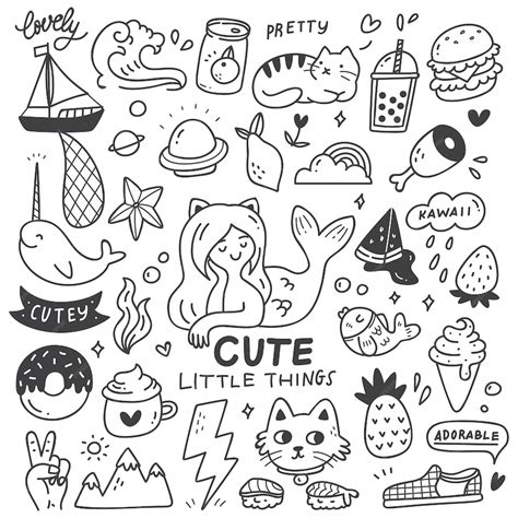 Premium Vector Set Of Cute Things Doodles