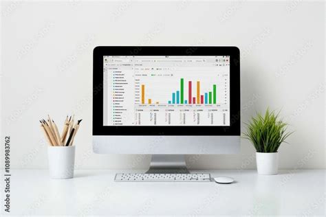 data analysis dashboard display home office technology visualization minimalist environment