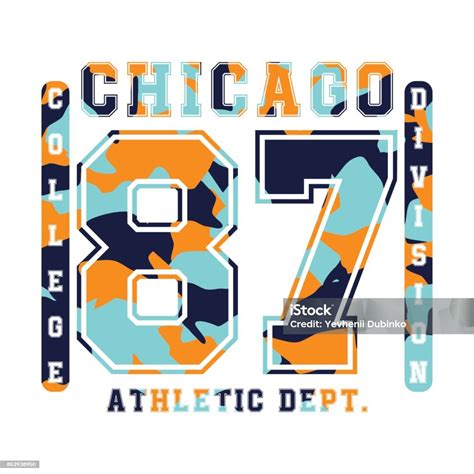 시카고 체육 학과입니다 위장 T셔츠 디자인 티셔츠 그래픽에 대 한 타이 포 그래피 대학교에 대한 스톡 벡터 아트 및 기타 이미지 대학교 시카고 일리노이 T 셔츠