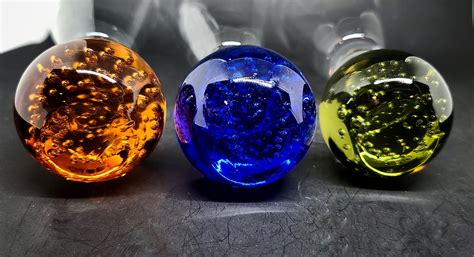 Handblown Glass Bubble Base Glasses Set Of 3 Lower Price Etsy